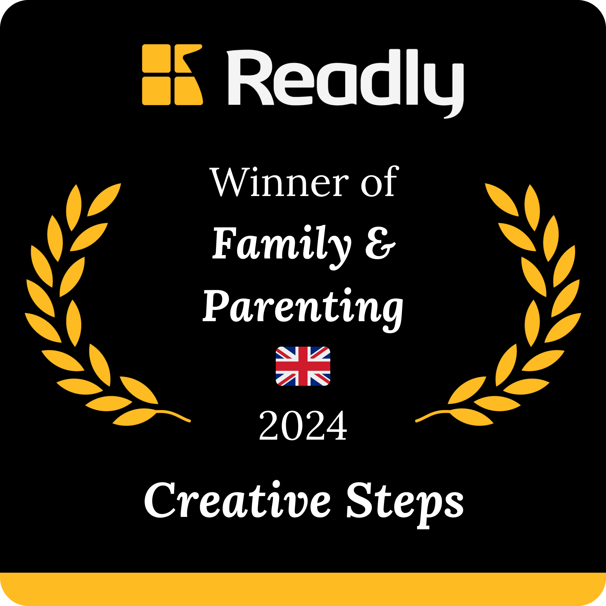 Most read title in the 'Family & Parenting' category award! - Creative Steps - Creative Steps